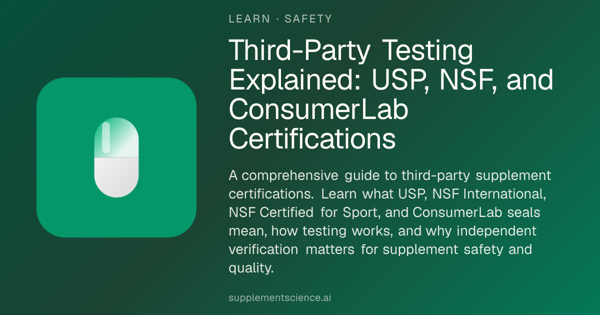 Third-Party Testing: USP vs NSF vs ConsumerLab (2026)